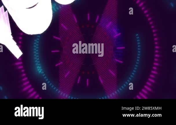 Animation of you win text over colorful moving circles on dark ...