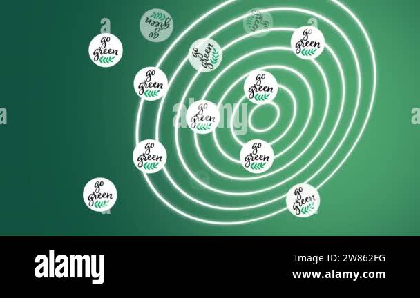 Animation of globes and circles with go green on spiral green ...