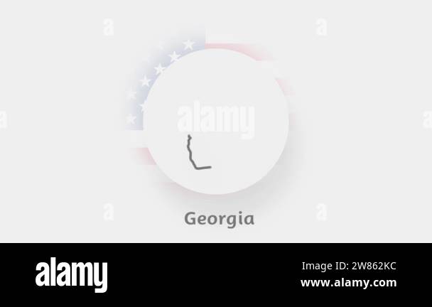 Georgia State of USA. Animated map of USA showing the state of Georgia ...