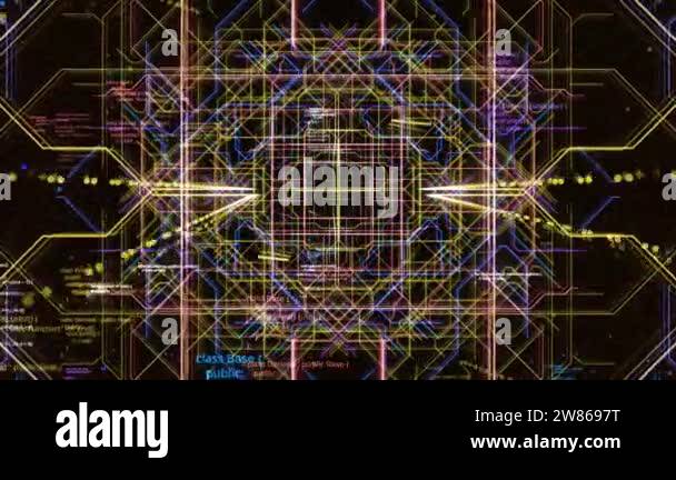 3D networks moving in computer space. Motion. Hypnotic pattern with ...