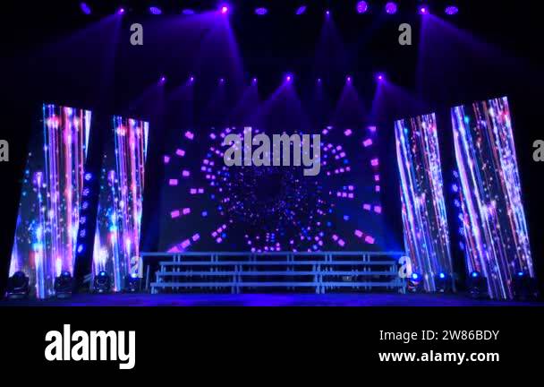 Animation of stage lights frame. Bright shiny stage lights flashing ...
