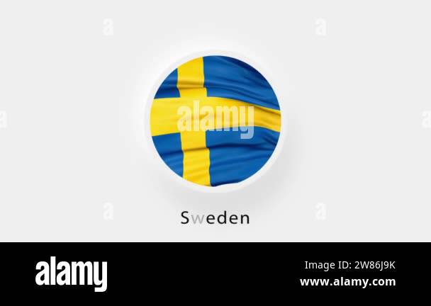 Sweden Circular Flag Loop. Animated national flag of Sweden. Realistic ...