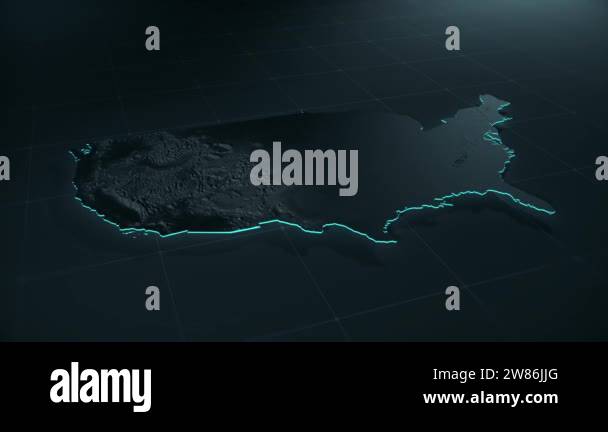 A digital scan of a topographic relief map of the United States with ...