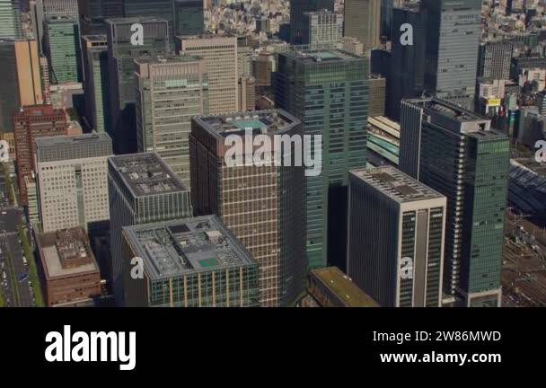 Tokyo, Japan circa-2018. Overhead aerial view of Tokyo Station. Shot ...