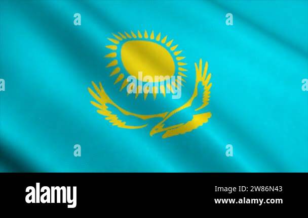 Republic of Kazakhstan. Stockfootage of National Flag of Kazakhstan ...
