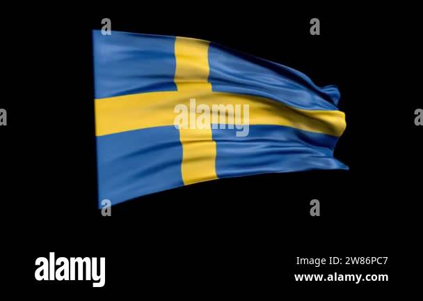 Realistic Sweden flag is waving 3D animation. National flag of Sweden ...