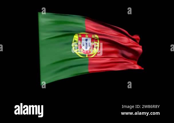 Realistic Portugal flag is waving 3D animation. National flag of ...