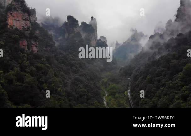 Beautiful aerial view flying a drone of ten miles natural gallery in a ...
