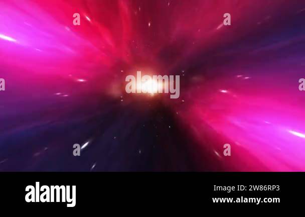 Abstract Interstellar flight, time travel jump in colorful hyper space ...