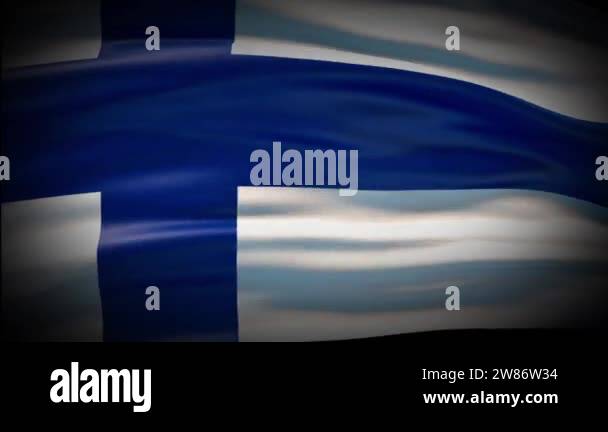 Animation Finland flag is waving seamless loop. Finland flag waving in ...