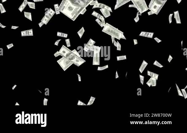 Money rain 3D background in 4k Animation of 100 dollar bills falling on ...