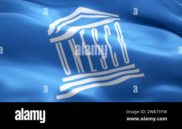 UNESCO video logo. UNESCO flag Motion Loop video waving in wind ...