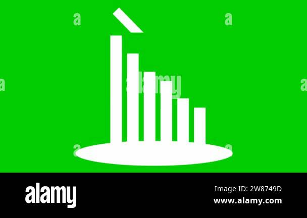 Animated white chart of financial decline with a trend line chart ...