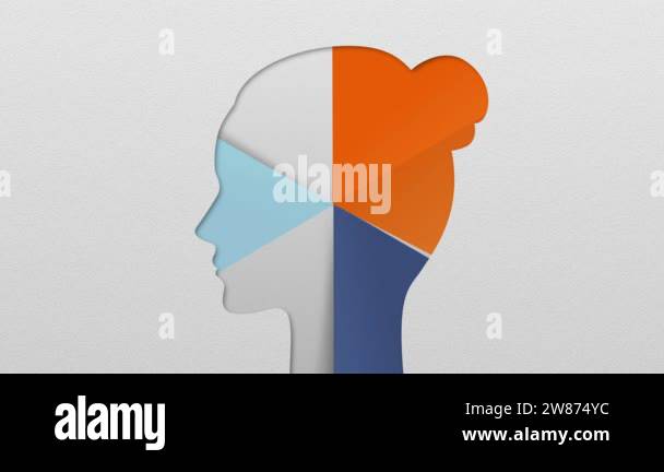 Three result shape of woman head for diagram, chart. presentation ...