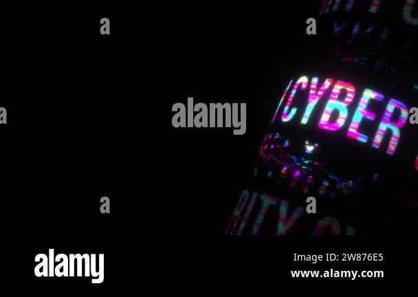 Cyber Security colorful rotation glitch text effect 3D tube animation ...