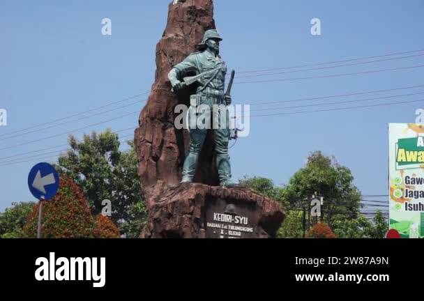 Kediri-Syu (PETA) monument in Kediri. The statue holding sword and ...