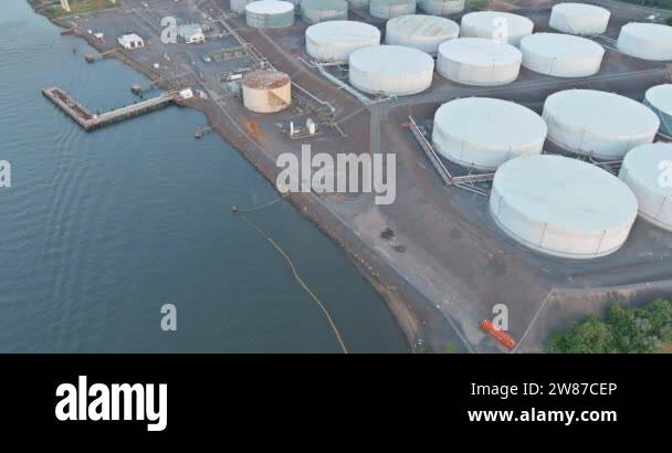 Industrial zone of industrial pipelines an oil refinery plant the ...