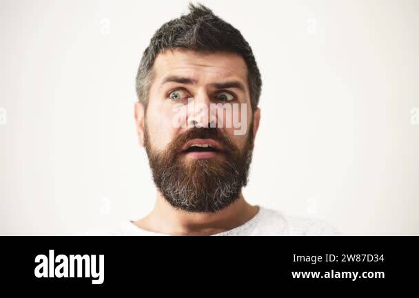 Man emotions, emotional male face close up. Fear man screaming Stock ...