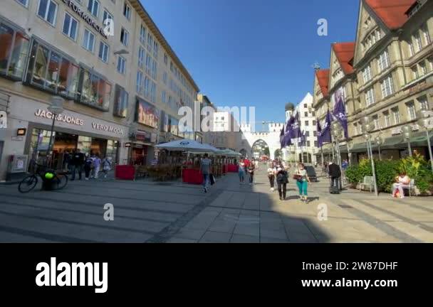 Munich, Germany - August 06, 2021: Neuhauser street( strasse) with ...