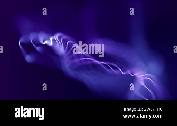 Wavy Moving Particles strings background.Glow particles form lines ...