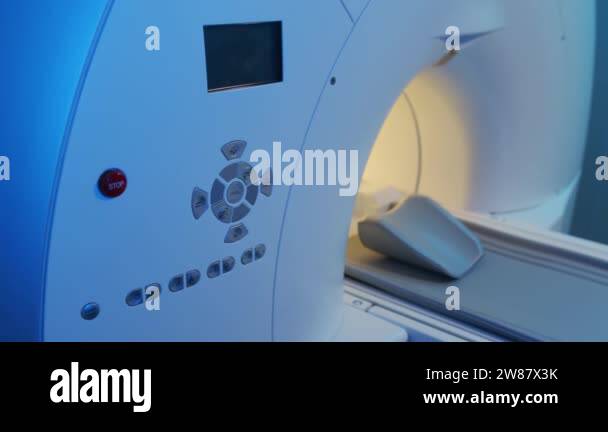 Close-up of control panel on modern MRI machine scanner in radiology ...