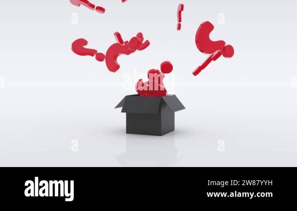 the black box opens and question marks explode out of it Stock Video ...