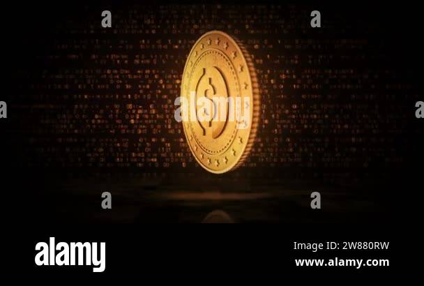 USDC cryptocurrency USD Coin stablecoin gold coin on loopable digital ...