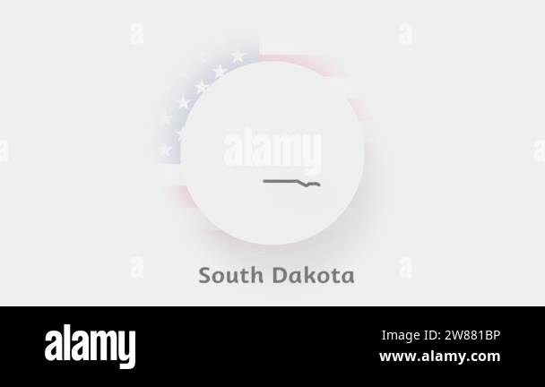 South Dakota State of USA. Animated map of USA showing the state of ...