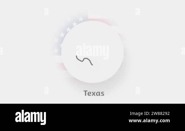 Texas State of USA. Animated map of USA showing the state of Texas ...