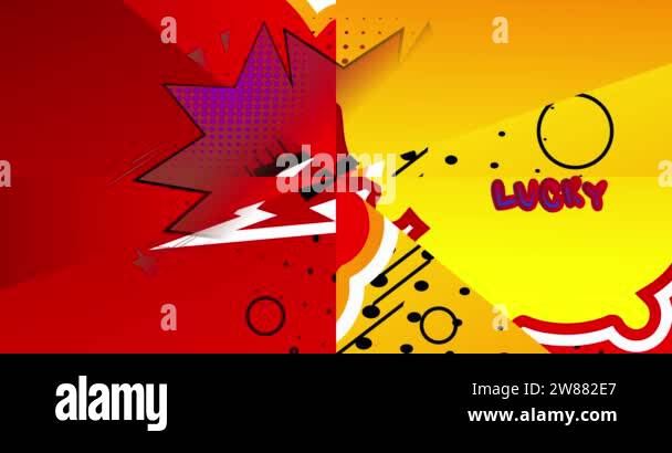 Lucky Start. Motion poster. 4k animated Comic book word text moving on ...