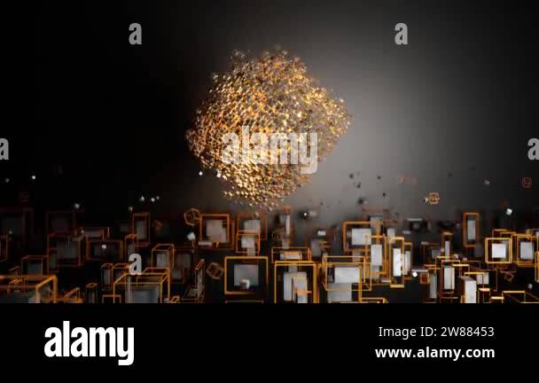 4K Abstract 3d geometric shapes loop animation. Modern background ...