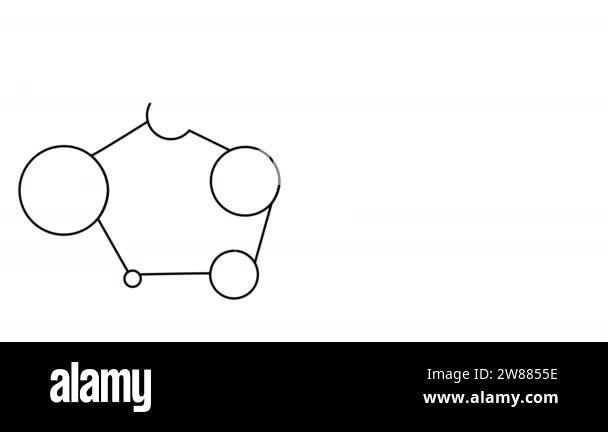 Animation of one line connections of circuits on a white back. Chemical ...