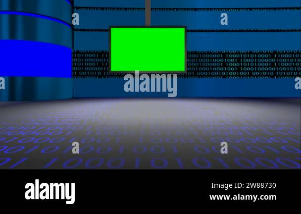 Animated chroma key green shiny virtual set from all camera angles ...