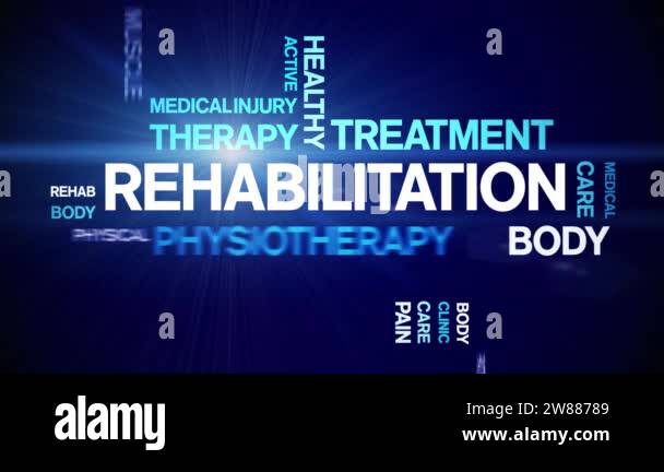 Rehabilitation animated word cloud,design animation typography seamless ...