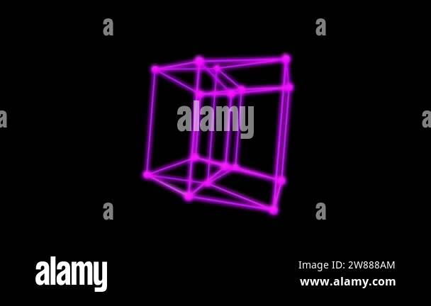 3d loop animation of the tesseract model. Hypercube on a black ...