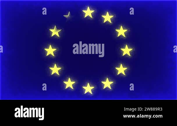 Animation of the European Union flag.Europe Concept with a map of Italy ...