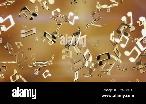 Falling musical notes on the gold background Stock Video Footage - Alamy