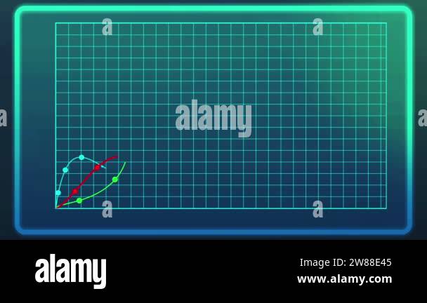 Curves showing industrial growth on line chart, computer animated data ...