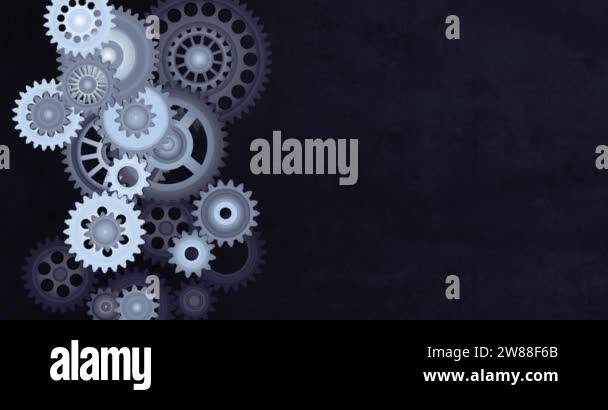 Seamless loop animation of spinning blue gear on dark background 4k ...