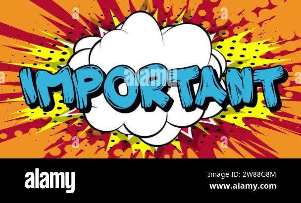 Important. Comic Book words. Motion poster. 4k animated text on ...