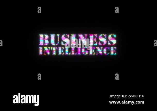 Business Intelligence Colorful Text Word Flicker Light Animation Loop With Glitch Text Effect