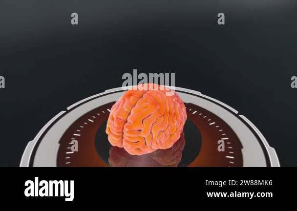 Futuristic robot with tentacles and human brain . Medical concept ...