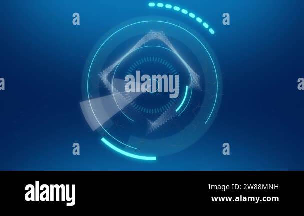 Animation of scopes scanning with 5g text over blue background. global connections, data ...