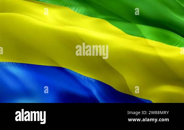 Gabon waving flag. National 3d Gabonese flag waving. Sign of Gabon seamless loop animation ...