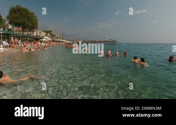 KEMER, TURKEY, 22, OCT.2021: Footage of people relaxing on the sea ...