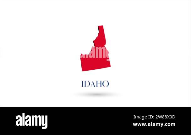 3d animated flat map showing the state of Idaho from the United State ...