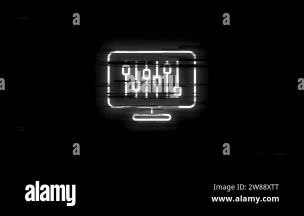 MUSIC glitch icon with line design isolated on white background. Motion ...