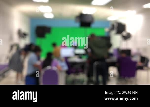 production team are talking with their project for setting equipment on ...