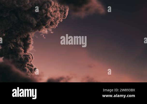 Volcanic eruption with smoke. Huge volcanic ash cloud. Massive eruption ...