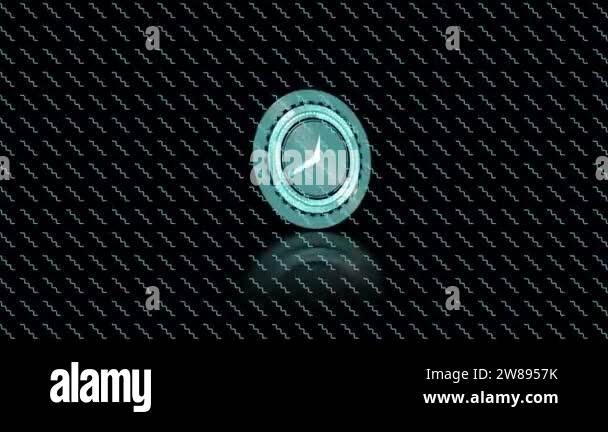 Animation of rotating data loading clock with repeated blue wavy line ...
